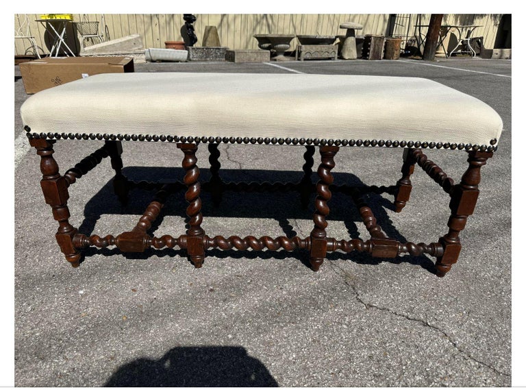 Antique English Upholstered Bench For Sale at 1stDibs