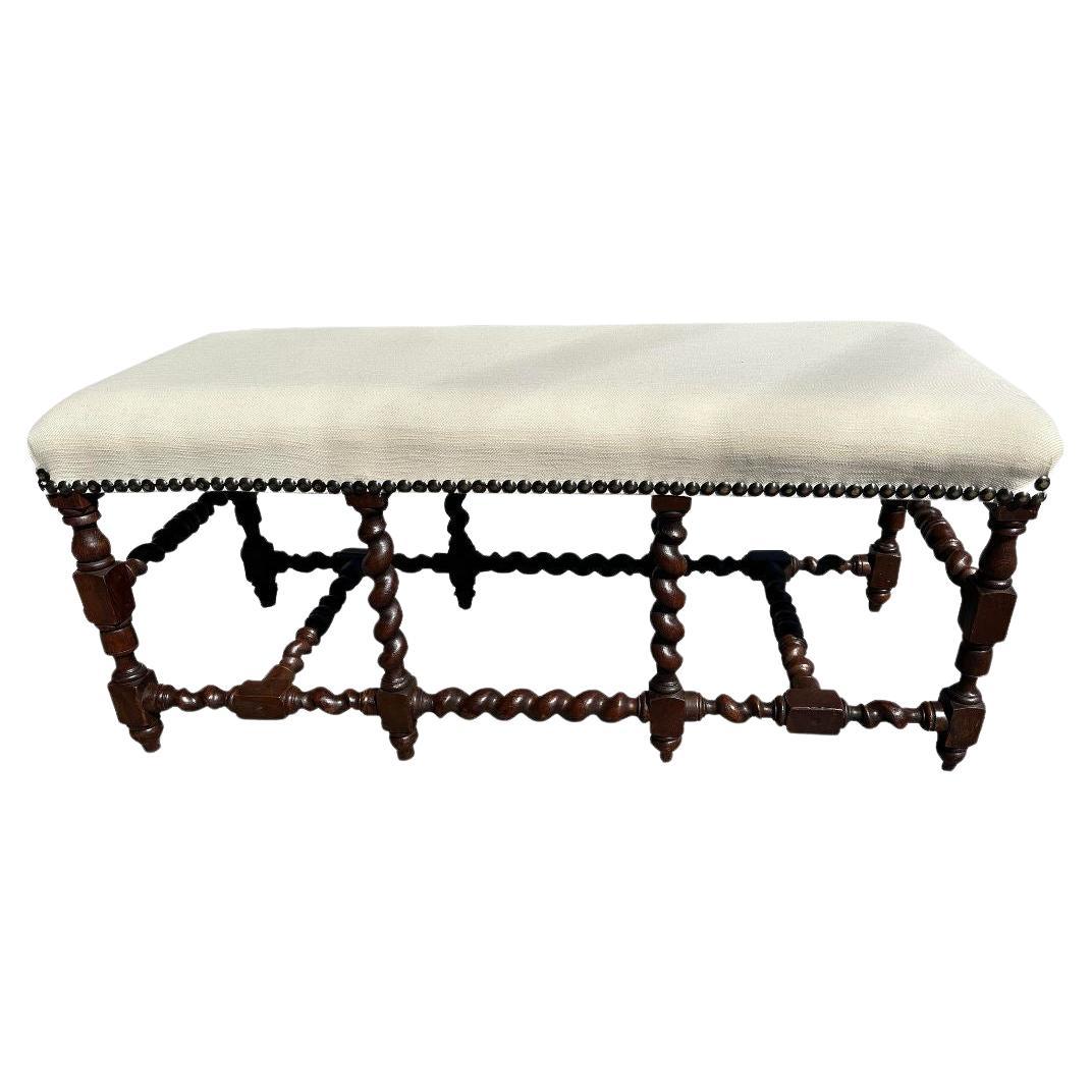 English Walnut Upholstered Bench at 1stDibs