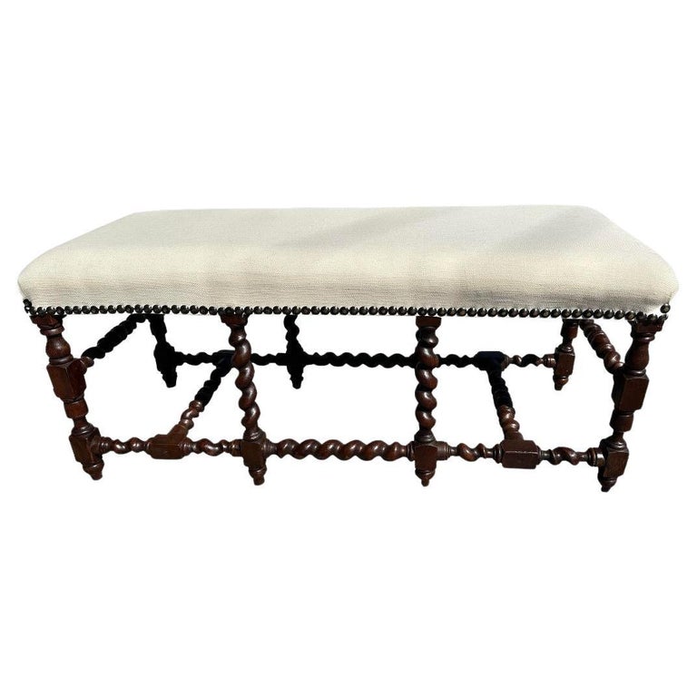 Antique English Upholstered Bench For Sale at 1stDibs