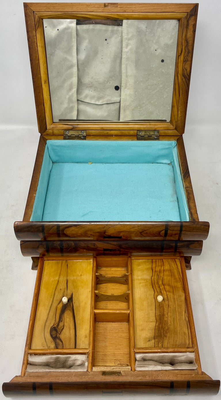 Antique English Victorian Burled Black Walnut Jewelry Puzzle Box, circa ...