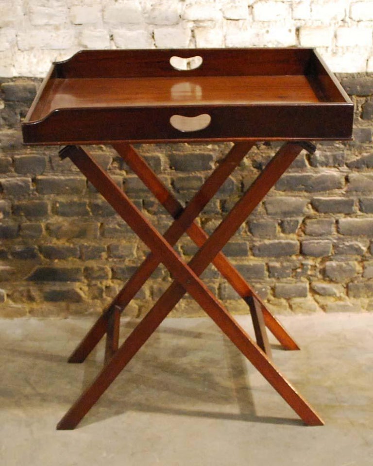 Antique English Victorian Butler's Tray Table in Mahogany on Folding ...