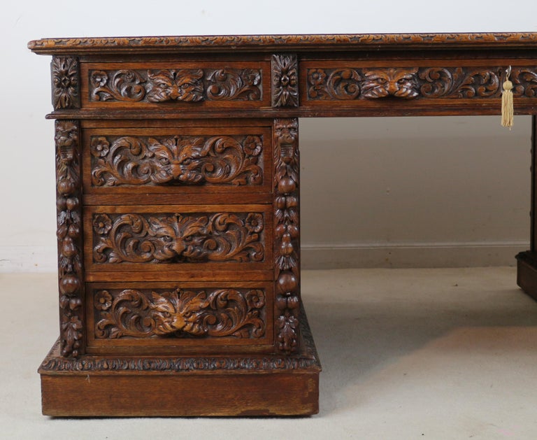 Antique English Victorian Carved Oak Elizabethan Revival Greenman ...