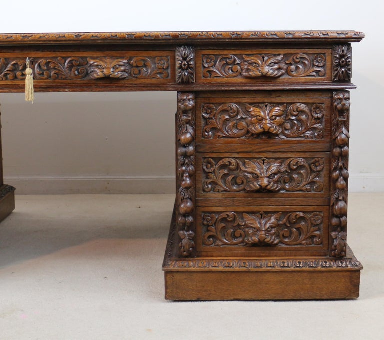 Antique English Victorian Carved Oak Elizabethan Revival Greenman ...
