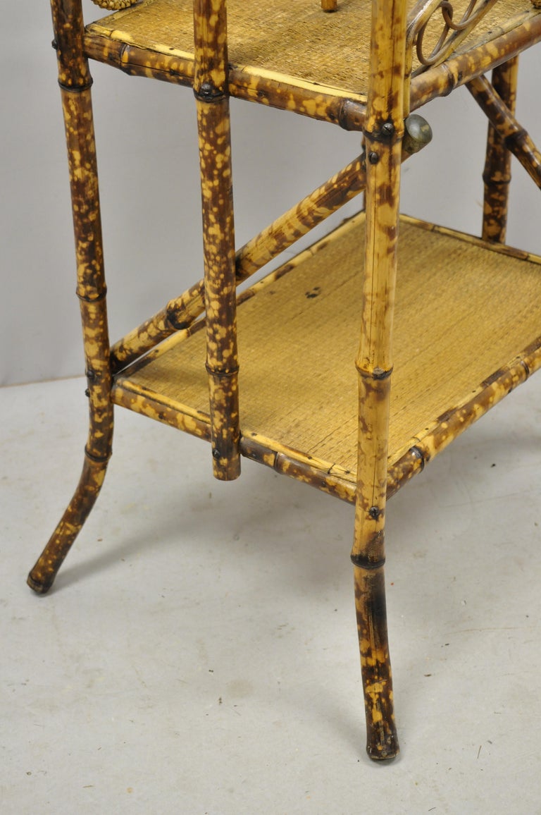 Antique English Victorian Charred Burnt Bamboo Magazine Rack Stand ...