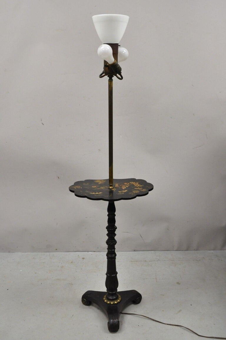Antique English Victorian Chinoiserie Lacquered Floor Lamp with ...
