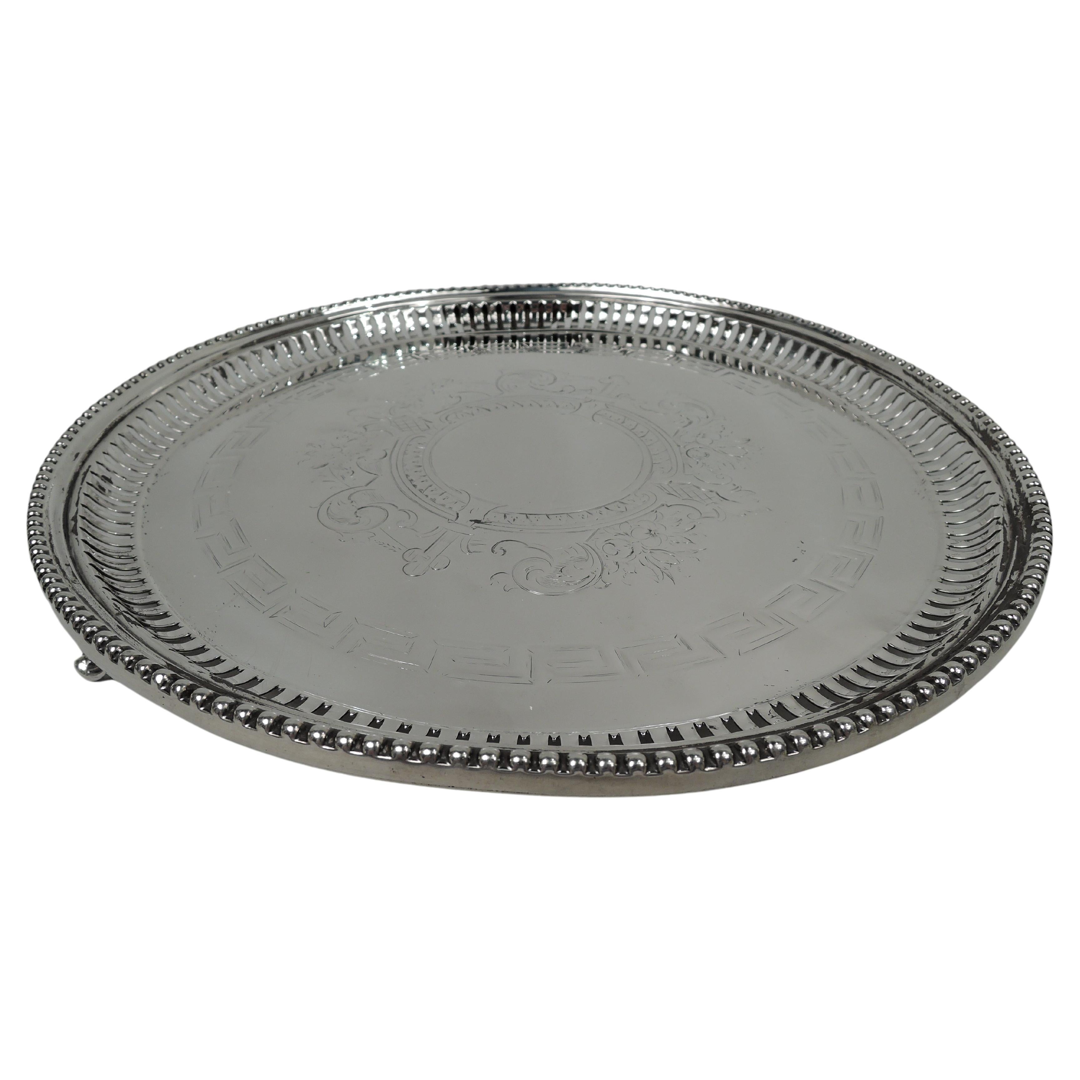Antique English Victorian Classical Sterling Silver Gallery Tray For ...
