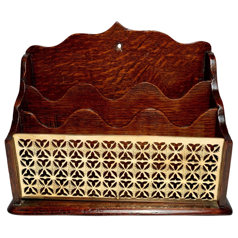 Antique English Victorian Era Golden Oak and Brass Letter Rack, circa ...