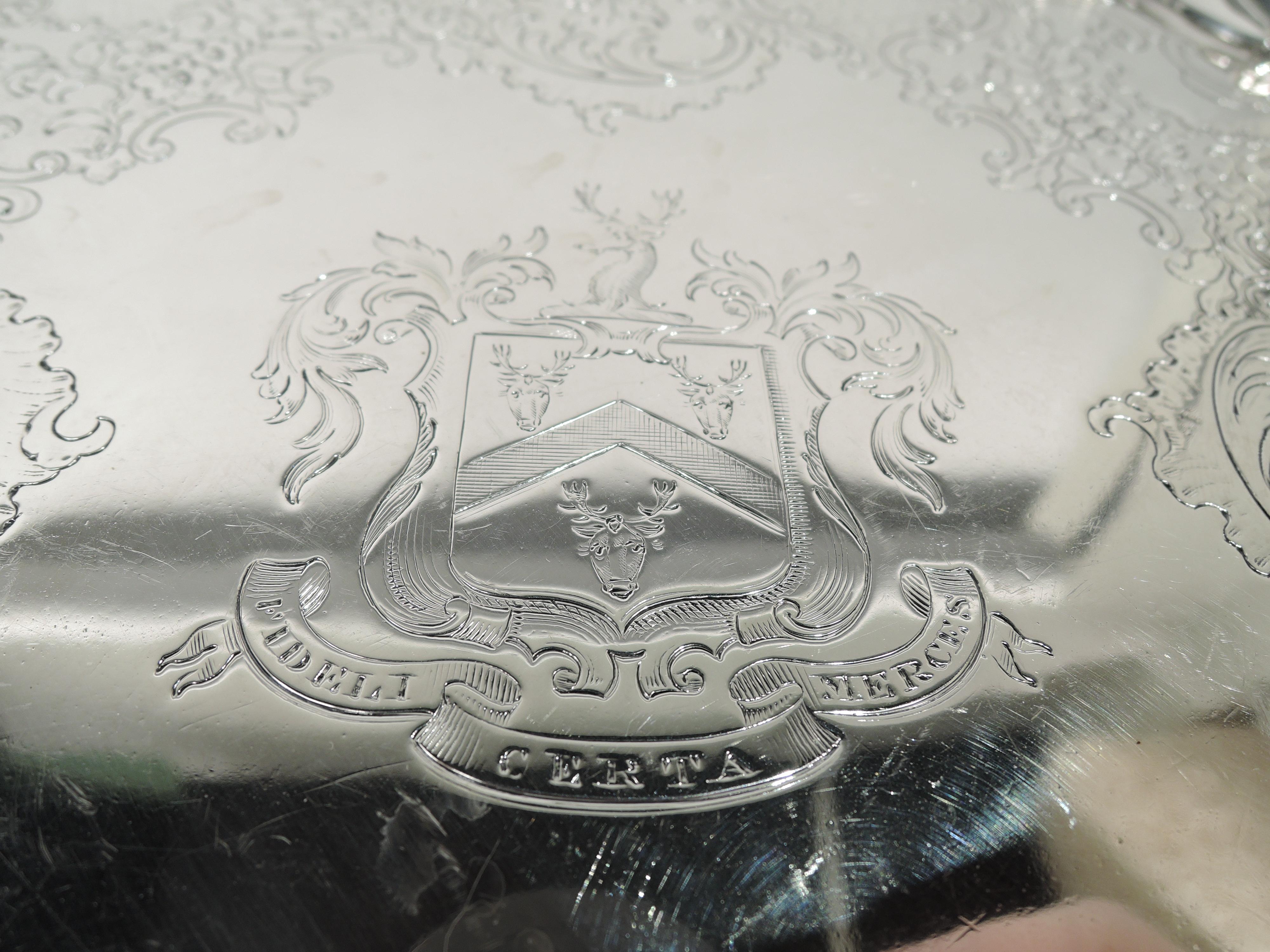 Antique English Victorian Georgian Sterling Silver Salver For Sale at ...