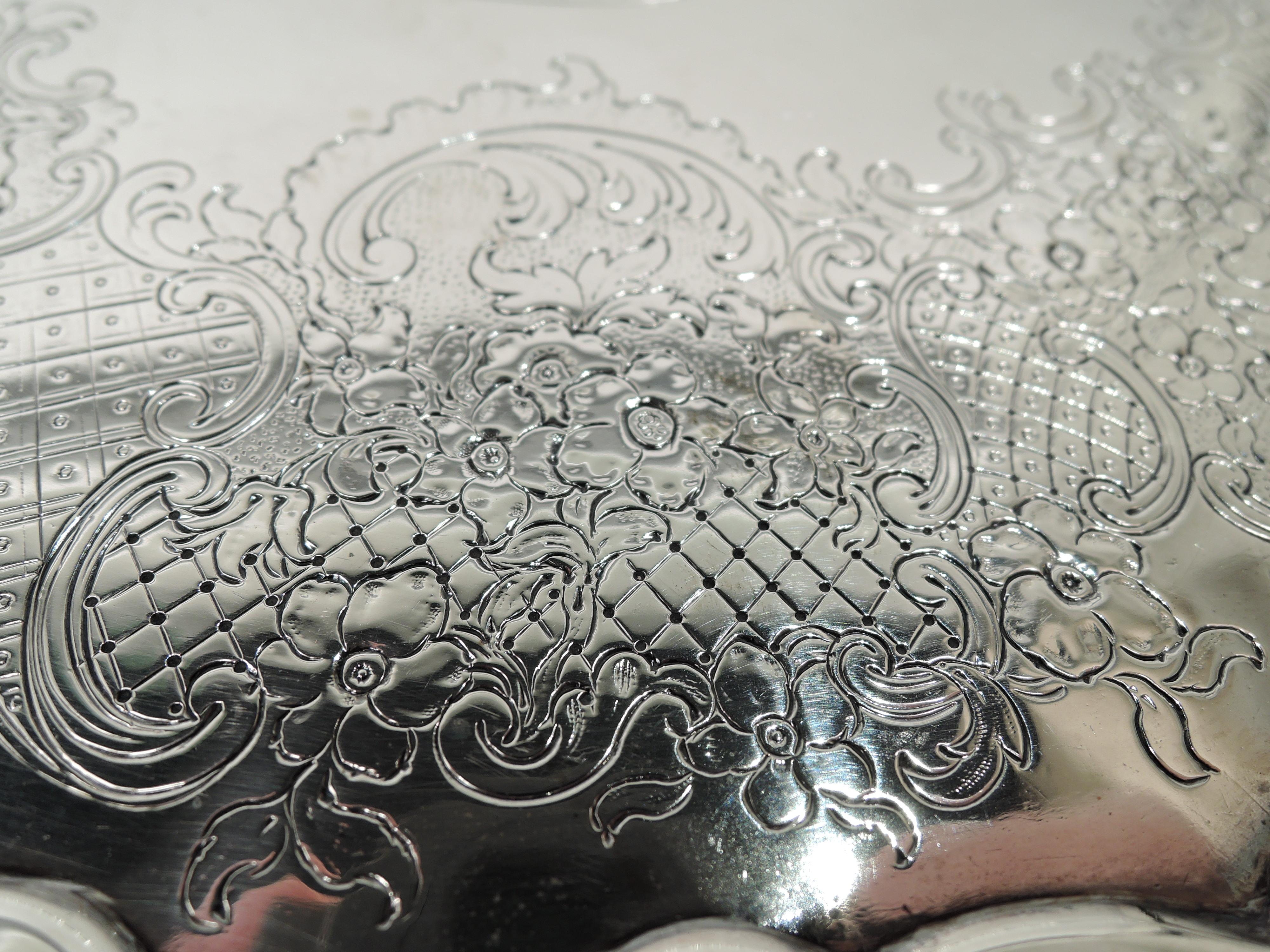 Antique English Victorian Georgian Sterling Silver Salver For Sale at ...