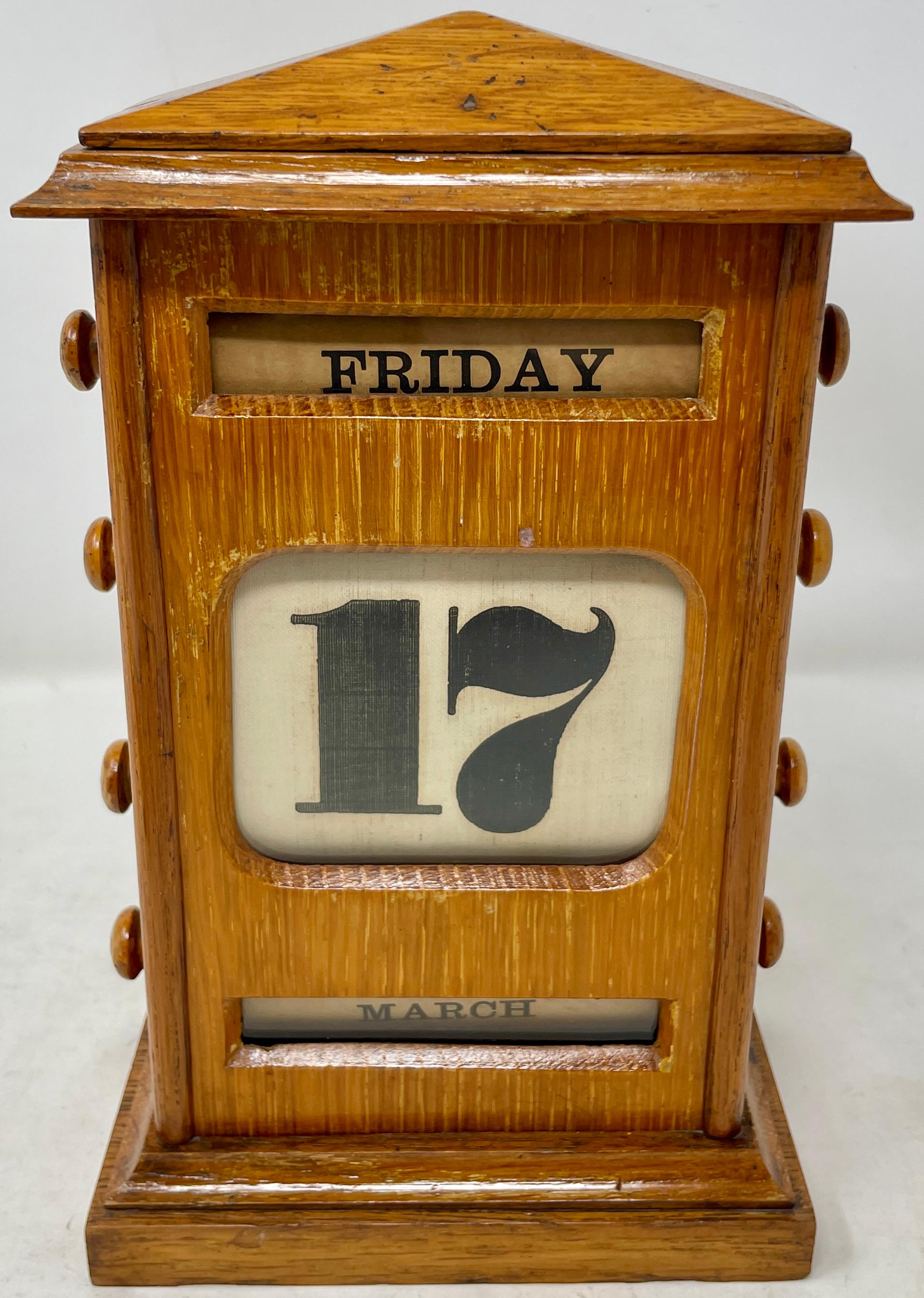 Antique English Victorian Golden Oak Working Desk Calendar, circa 1890 ...