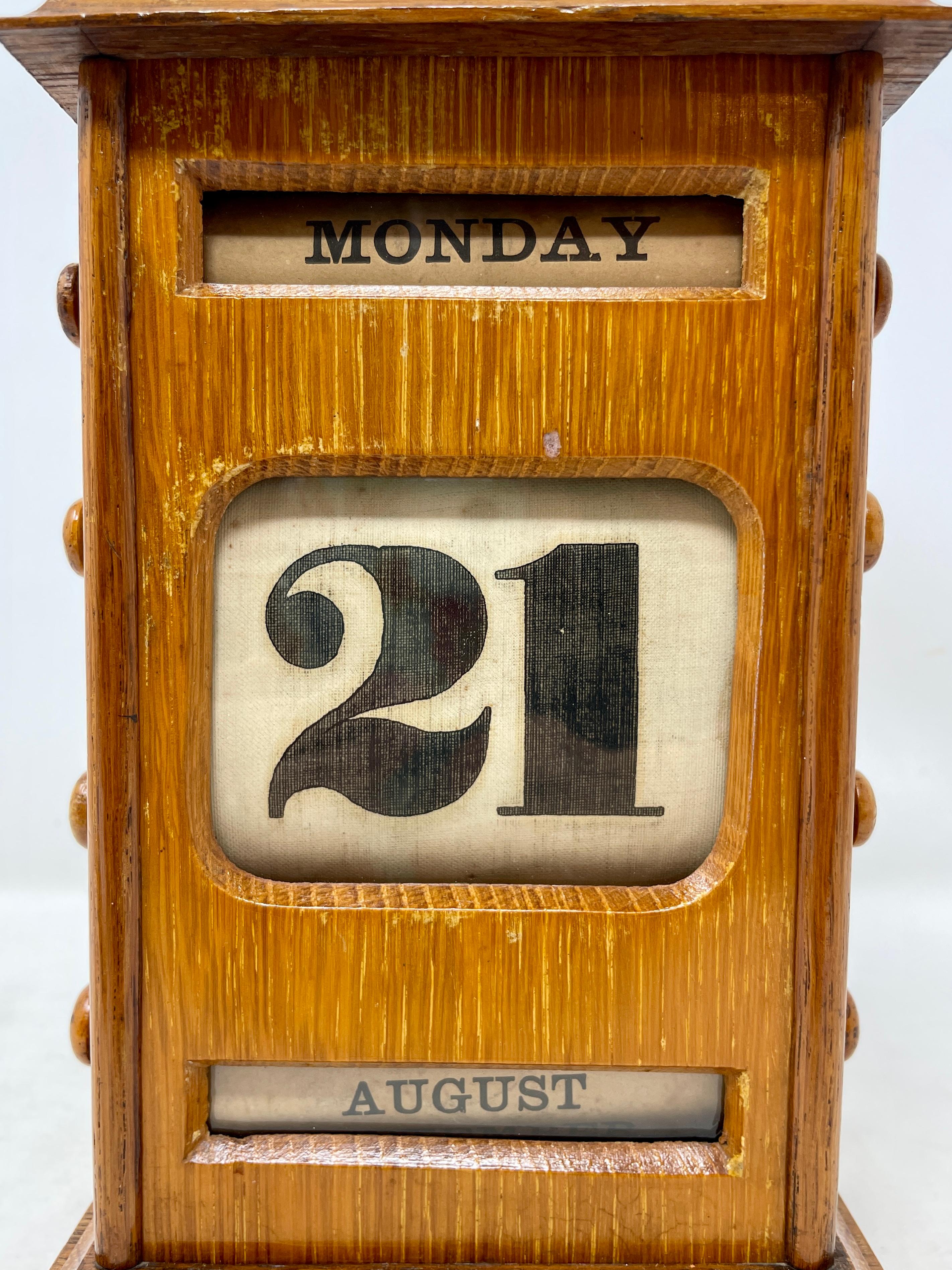 Antique English Victorian Golden Oak Working Desk Calendar, circa 1890 ...
