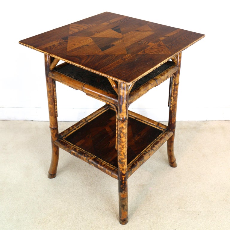 Antique English Victorian Tortoiseshell Bambo Japanese Parquetry Table ...