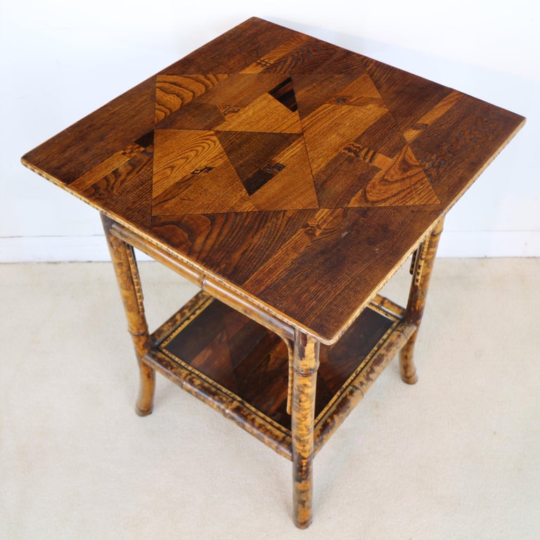 Antique English Victorian Tortoiseshell Bambo Japanese Parquetry Table ...