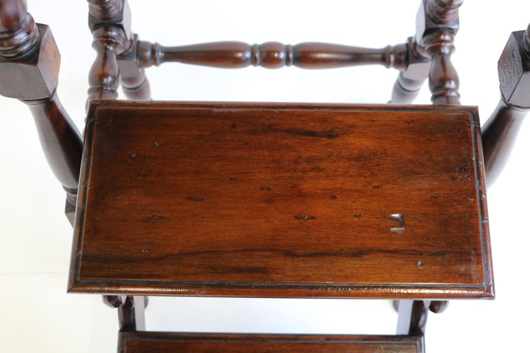 Antique English Victorian Library Stairs / Steps Carved Wood Foldable ...