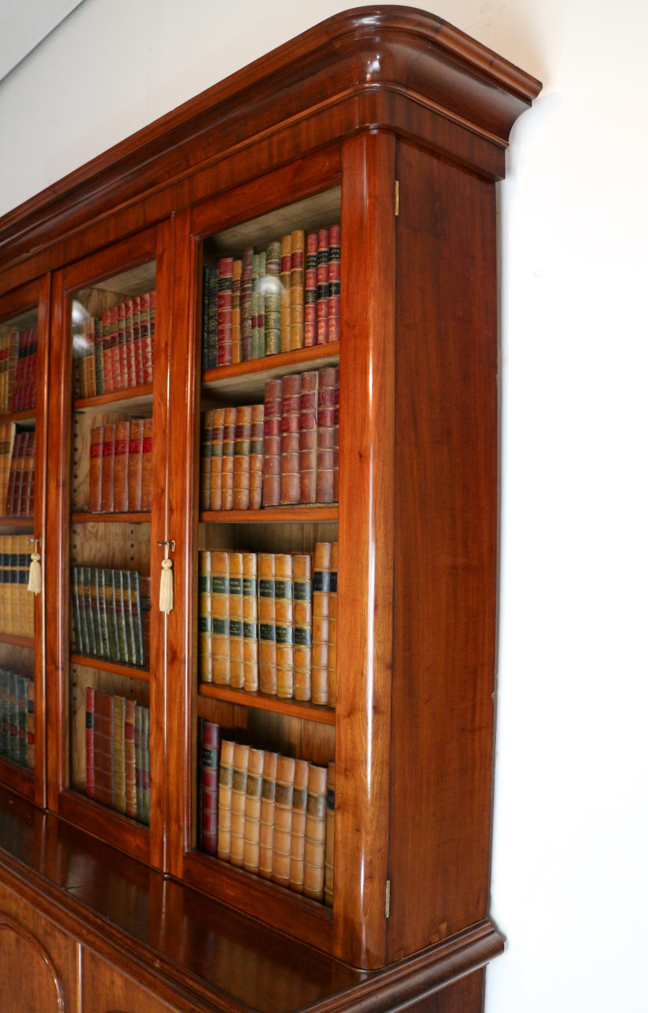Antique English Victorian Mahogany Three-Door Bookcase at 1stDibs ...