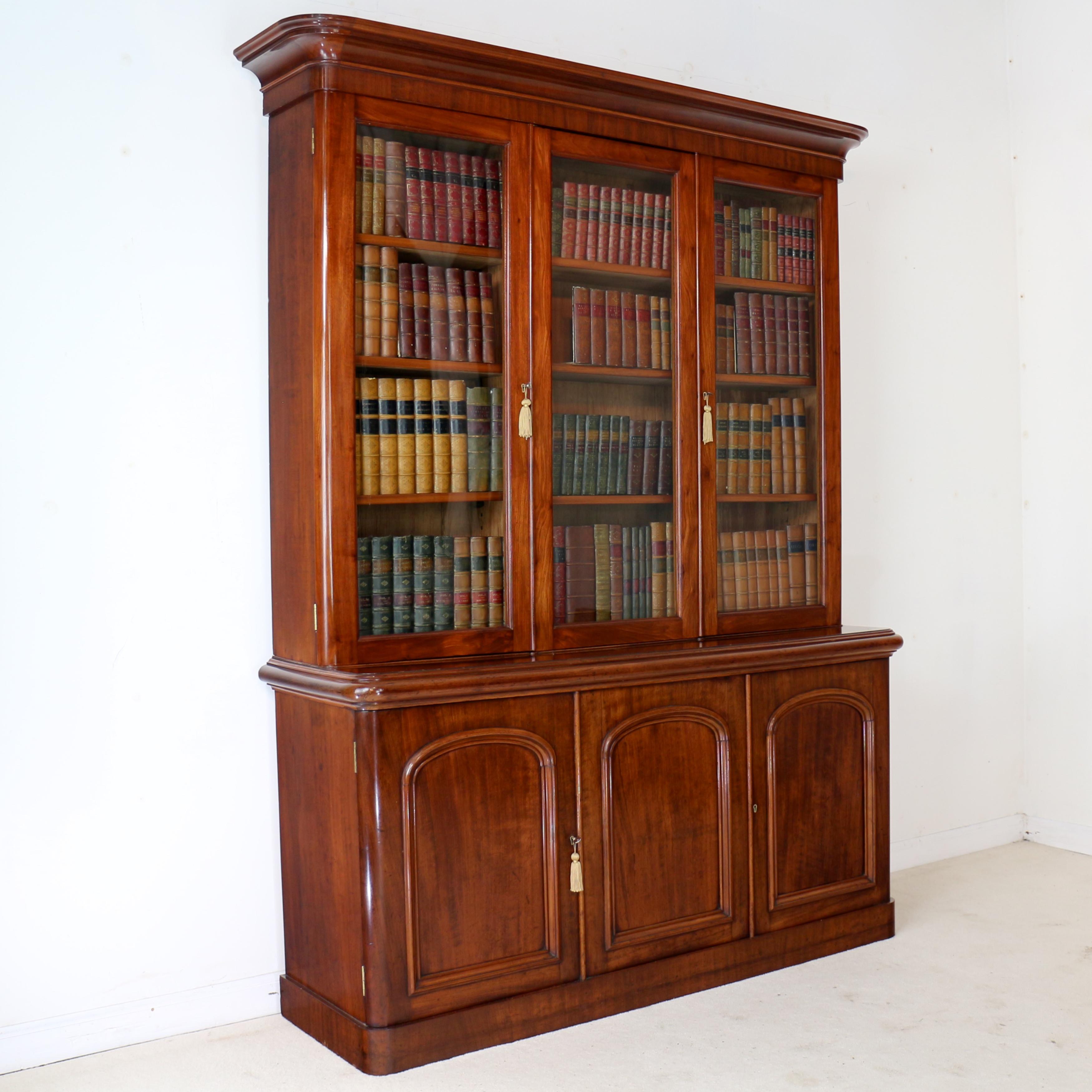 Antique English Victorian Mahogany Three-Door Bookcase at 1stDibs ...