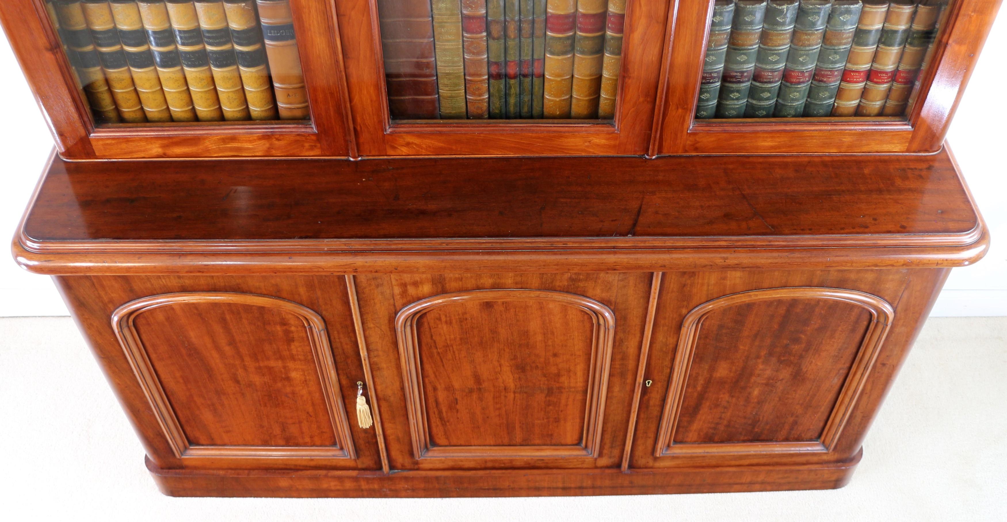 Antique English Victorian Mahogany Three-Door Bookcase at 1stDibs ...
