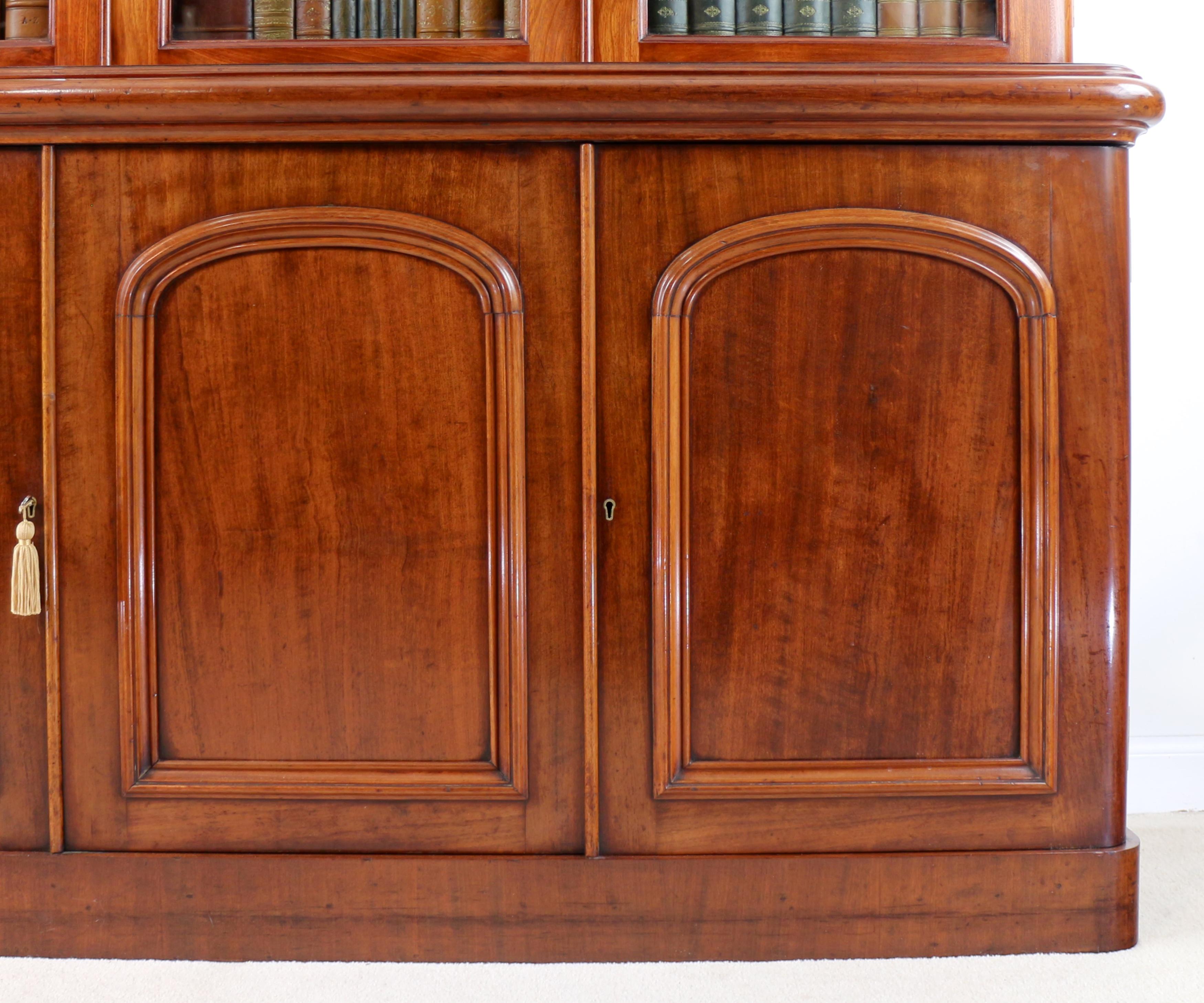 Antique English Victorian Mahogany Three-Door Bookcase at 1stDibs ...