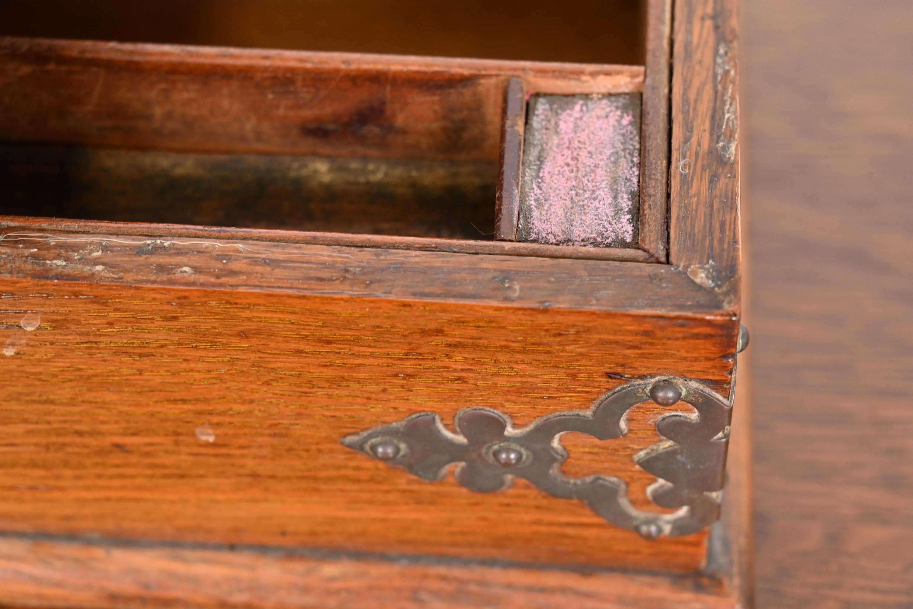 Antique English Victorian Oak and Brass Cigar / Cigarette Box For Sale ...