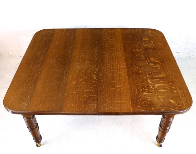 Antique English Victorian Oak Extending Dining Table and 3 Leaves ...