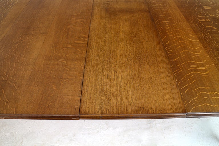 Antique English Victorian Oak Extending Dining Table and 3 Leaves ...