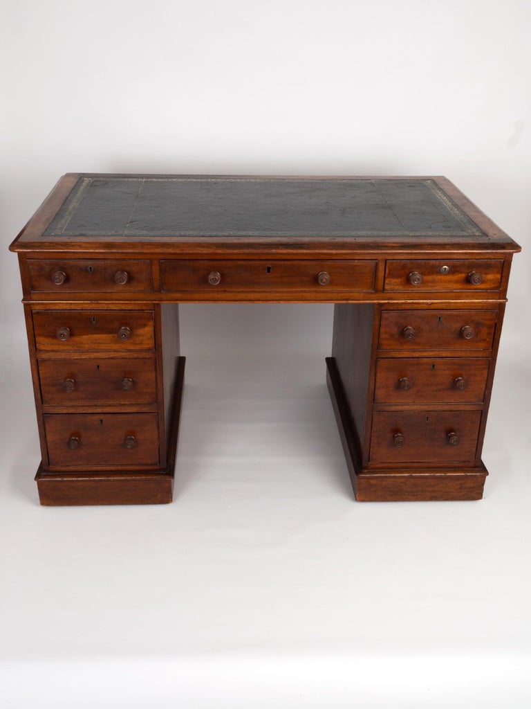 Antique English Victorian Pedestal Desk C.1850 For Sale at 1stDibs
