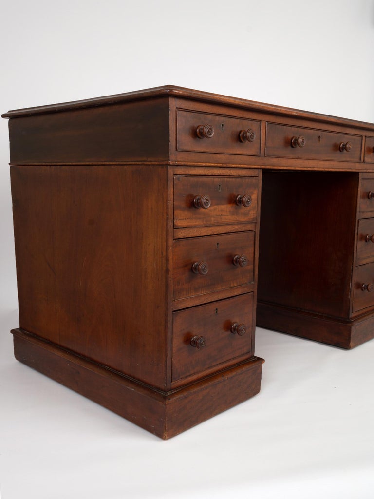Antique English Victorian Pedestal Desk C.1850 For Sale at 1stDibs