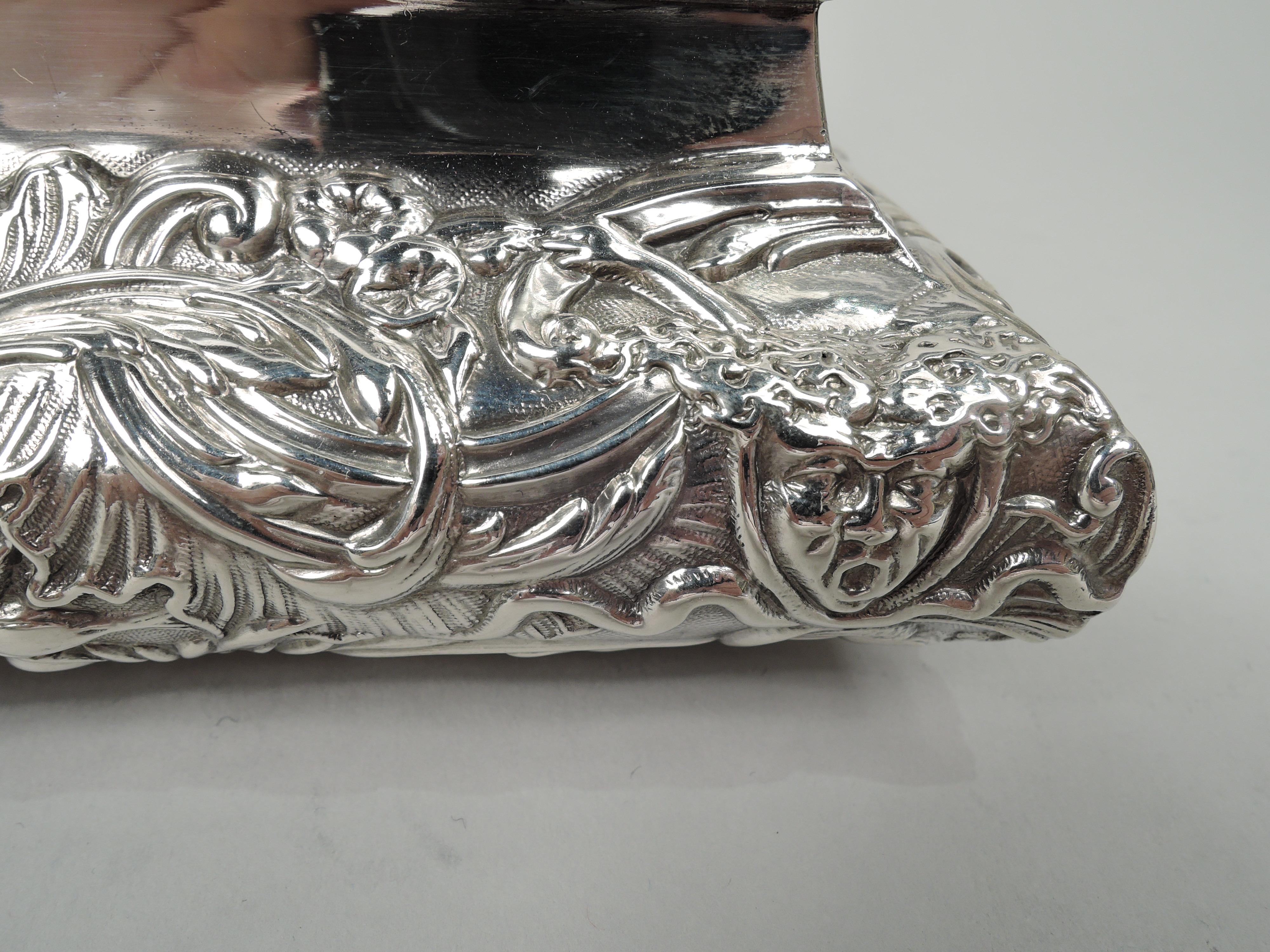Antique English Victorian Rococo Sterling Silver Jewelry Box For Sale ...