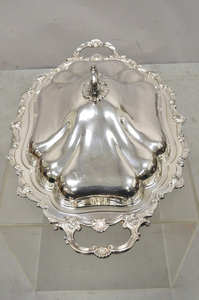 Antique English Victorian Silver Plate Lidded Serving Tureen Platter ...