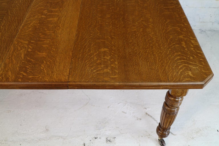 Antique English Victorian Small Oak Dining Table and 2 Leaves at 1stDibs
