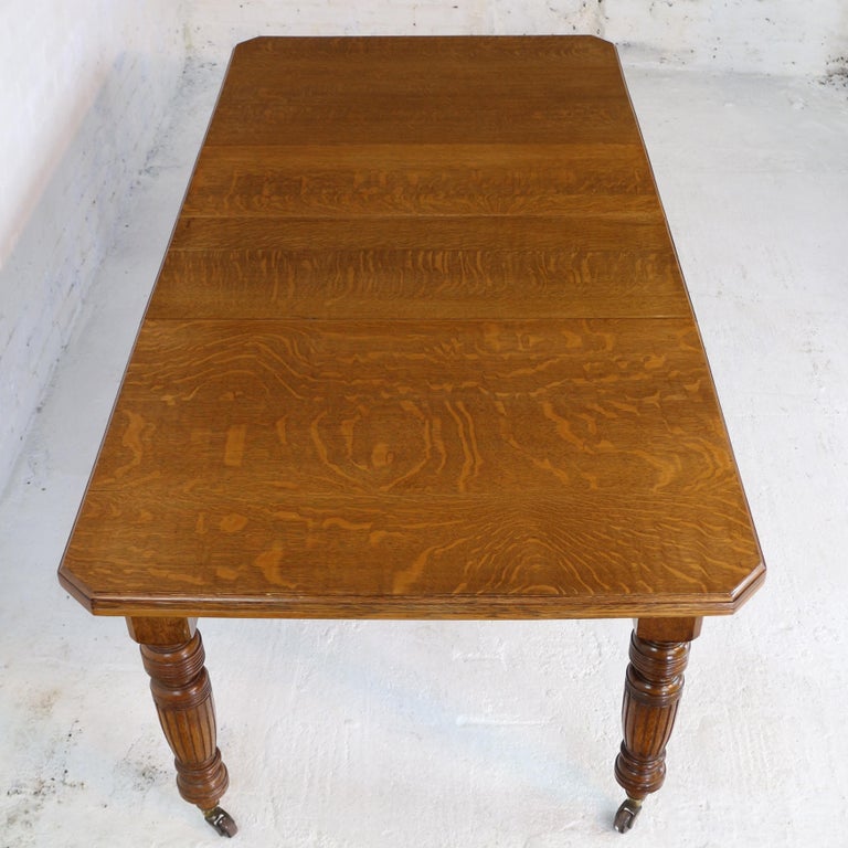 Antique English Victorian Small Oak Dining Table and 2 Leaves at 1stDibs