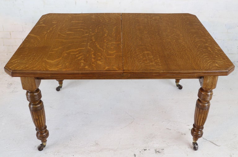 Antique English Victorian Small Oak Dining Table and 2 Leaves at 1stDibs