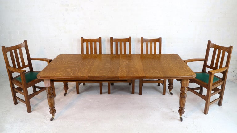 Antique English Victorian Small Oak Dining Table and 2 Leaves at 1stDibs