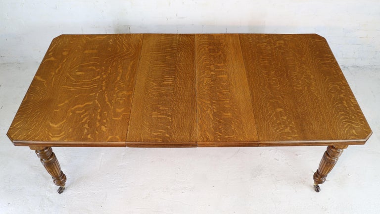 Antique English Victorian Small Oak Dining Table and 2 Leaves at 1stDibs