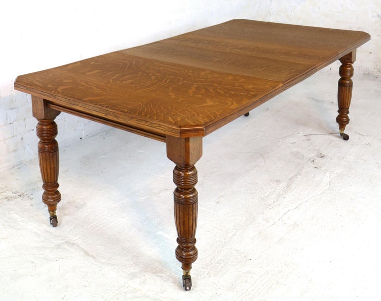 Antique English Victorian Small Oak Dining Table and 2 Leaves at 1stDibs