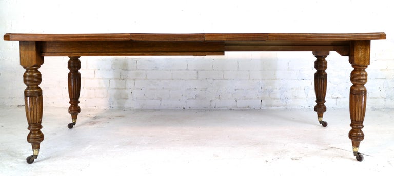 Antique English Victorian Small Oak Dining Table and 2 Leaves at 1stDibs