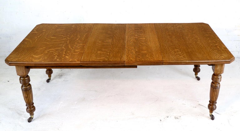 Antique English Victorian Small Oak Dining Table and 2 Leaves at 1stDibs