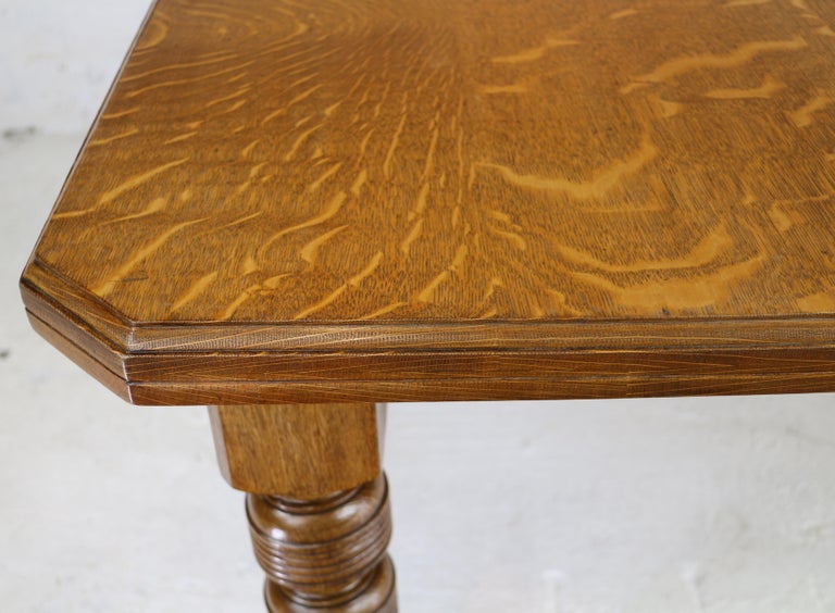 Antique English Victorian Small Oak Dining Table and 2 Leaves at 1stDibs
