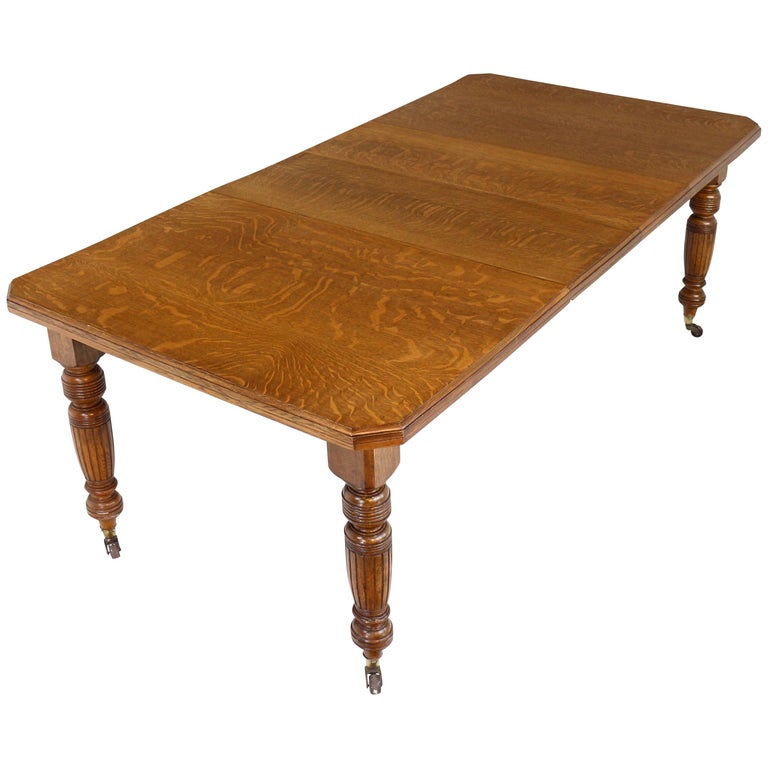Antique English Victorian Small Oak Dining Table and 2 Leaves at 1stDibs