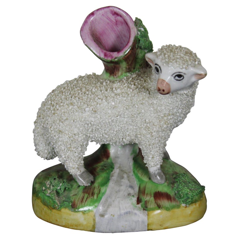 Antique English Victorian Staffordshire Ware Confetti Sheep Lamb Spill ...