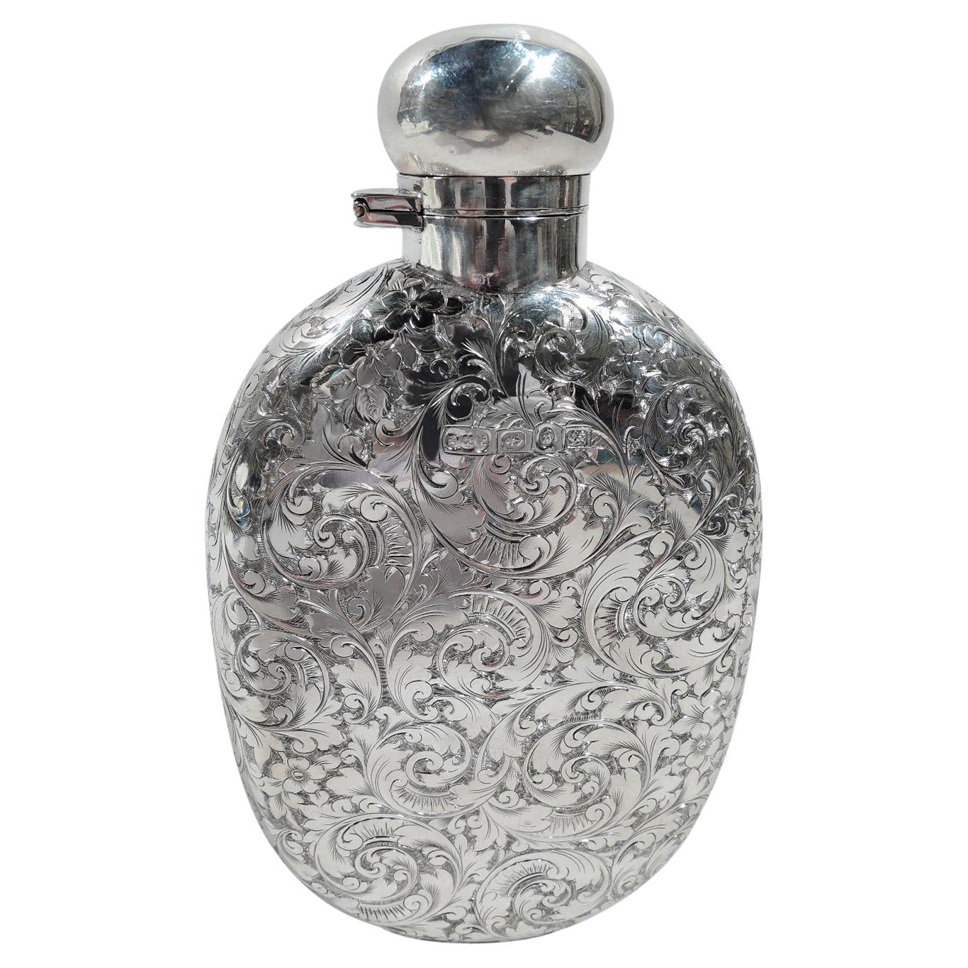 Sterling Silver Hip Flask, Antique Victorian at 1stDibs
