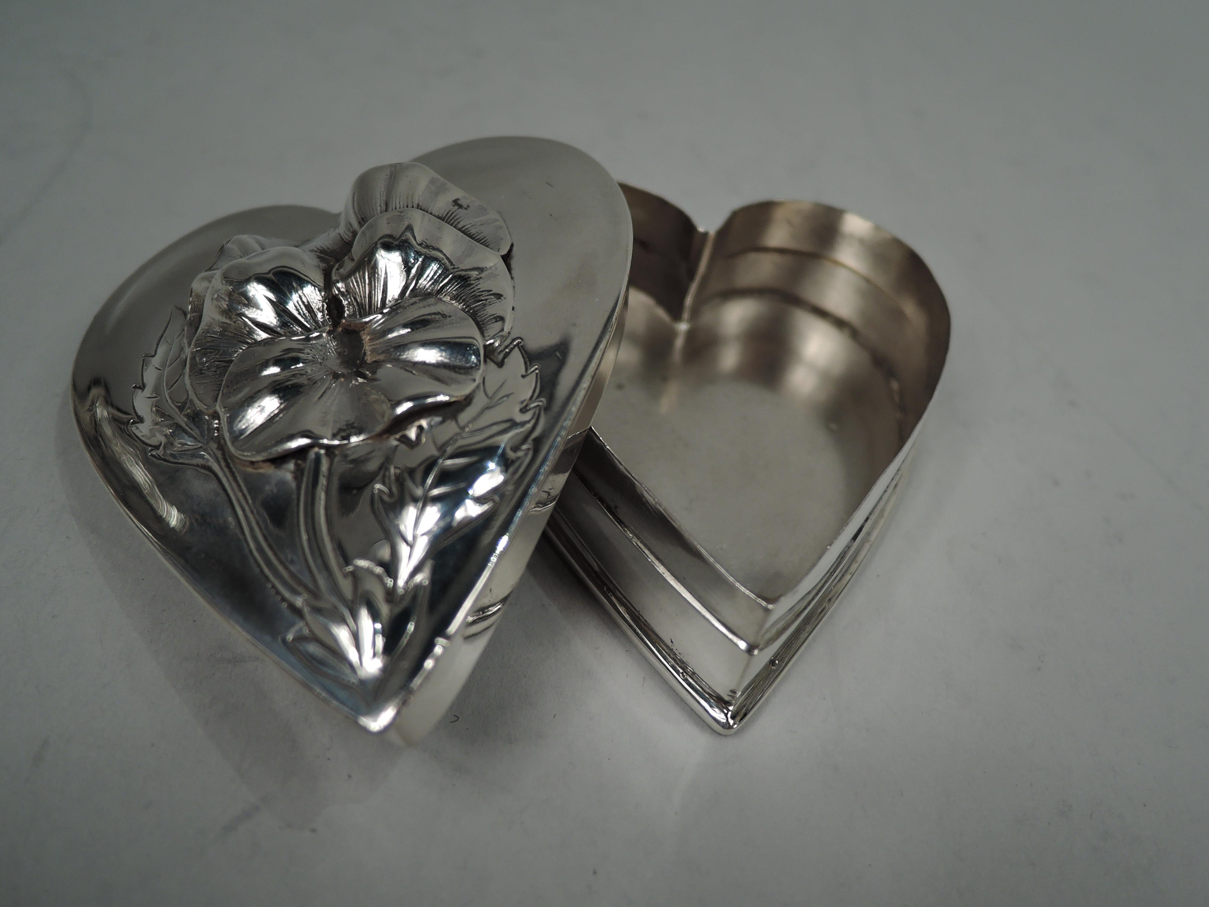 Antique English Victorian Sterling Silver Heart-Shaped Trinket Box ...