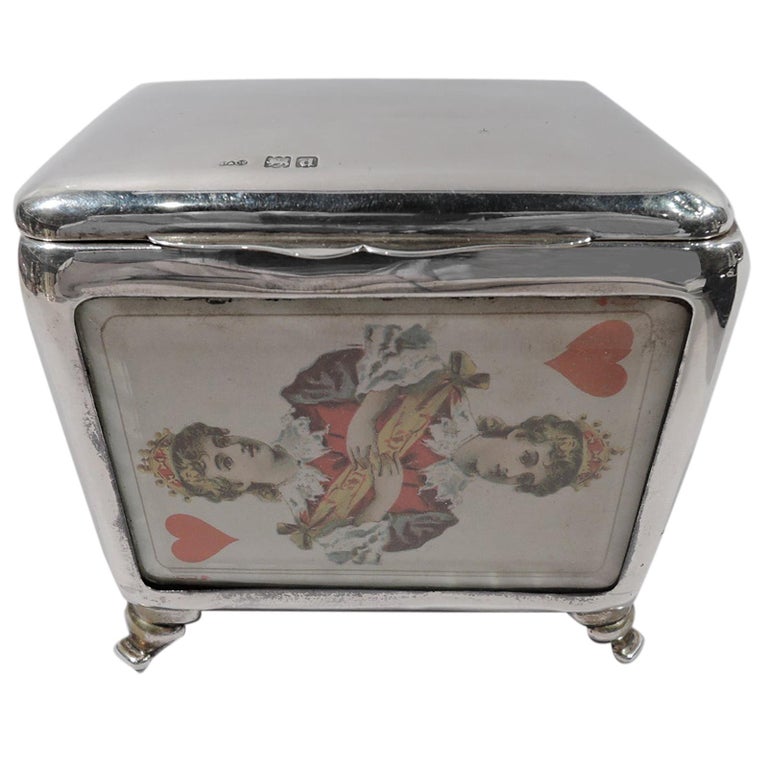 Antique English Victorian Sterling Silver Playing Cards Box For Sale at ...