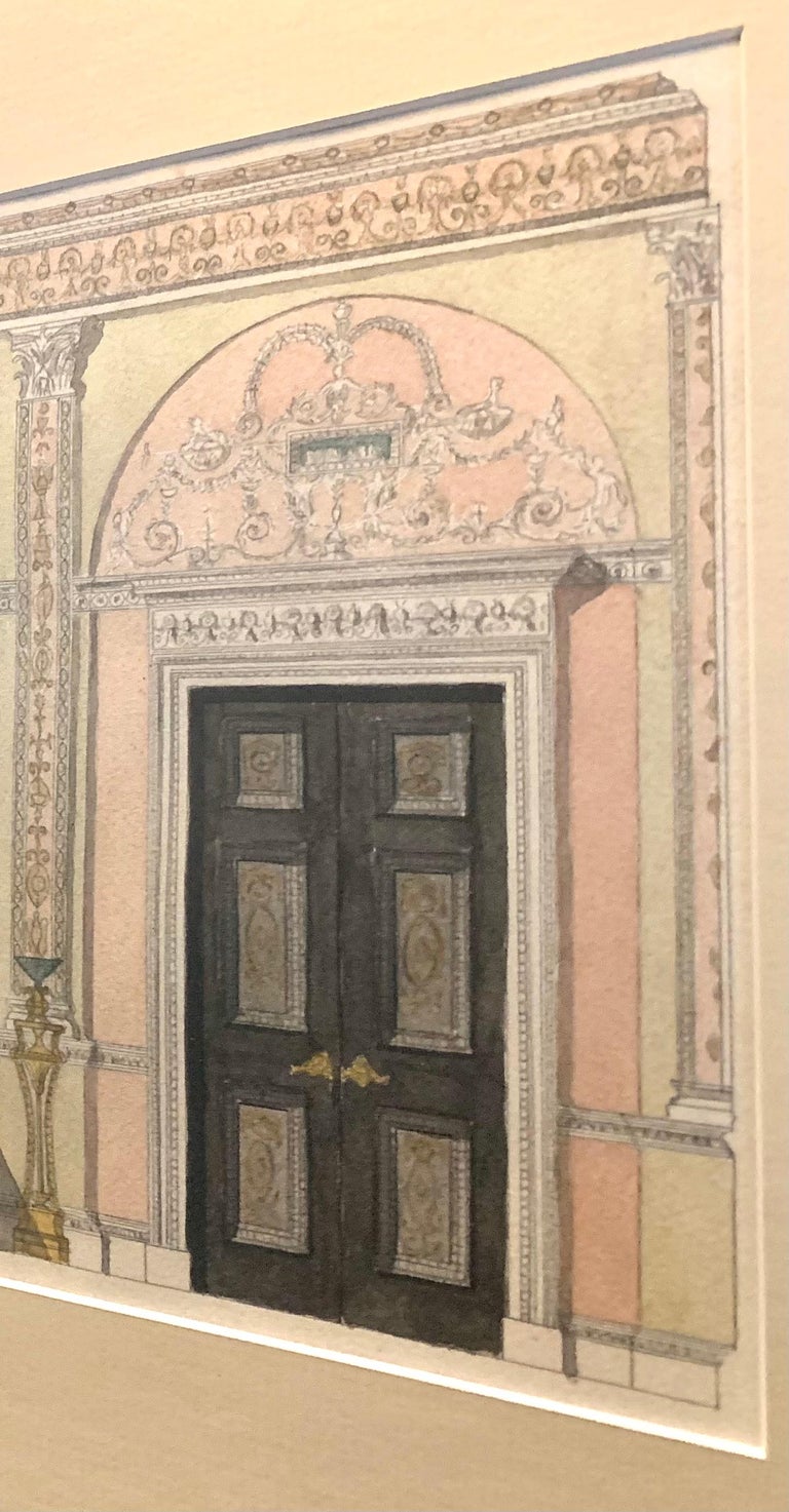 Antique English Watercolor Painting, Adam Style Palace Interior ...