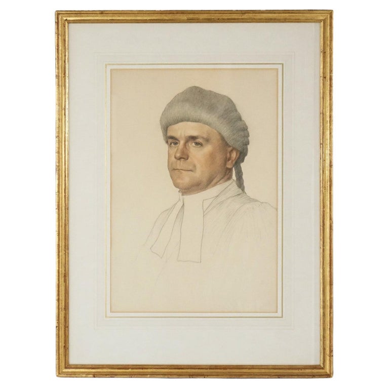Antique English Watercolour Painting, "Portrait of an Advocate" by ...
