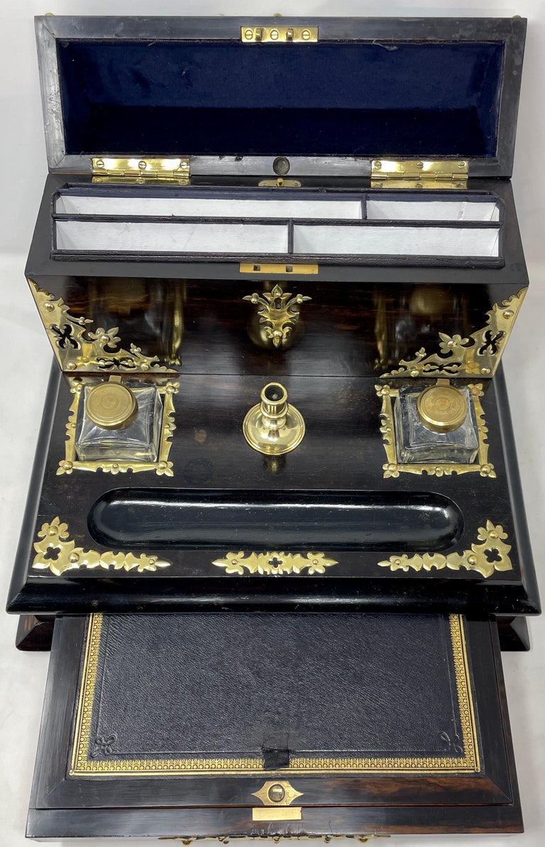 Antique English Wedgwood Blue Porcelain Coromandel Wood Inkwell, Circa ...