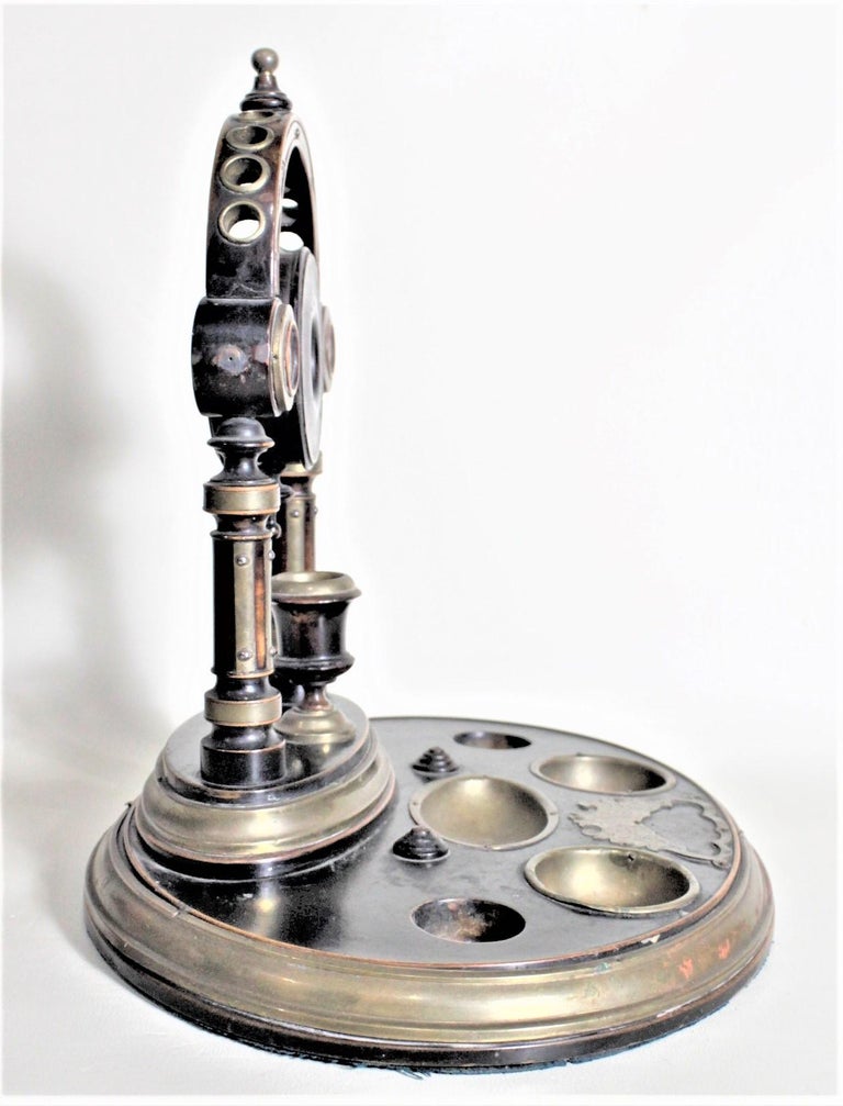 Antique English Wood and Brass Dresser Top Pocket Watch Stand and Vide ...