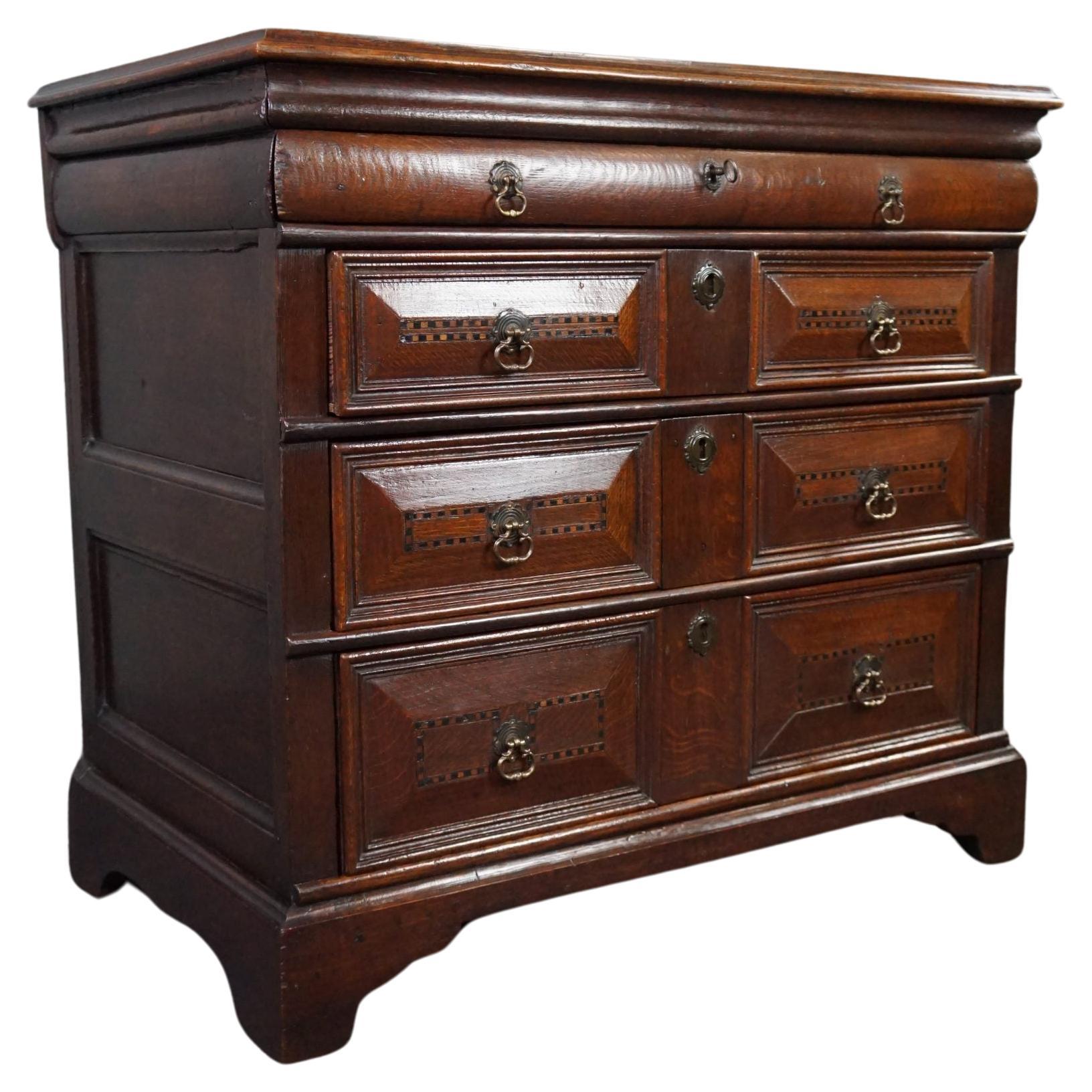 Antique White Polychrome Wooden Chest of Drawers with Drawers For Sale ...