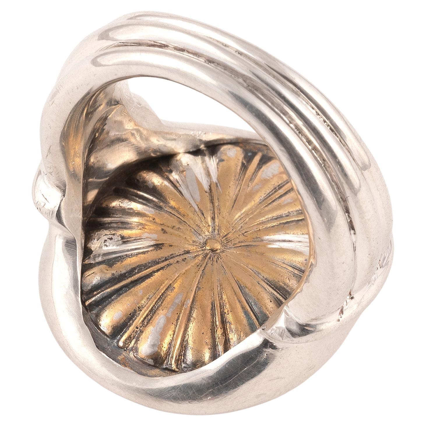 Antique Engraved Armorial Silver and Silver Gilt Signet Men’s Ring For ...