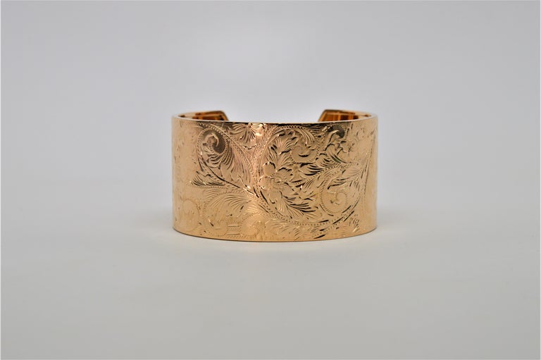 Antique Engraved Gold Wide Cuff Bracelet at 1stDibs | antique gold cuff ...